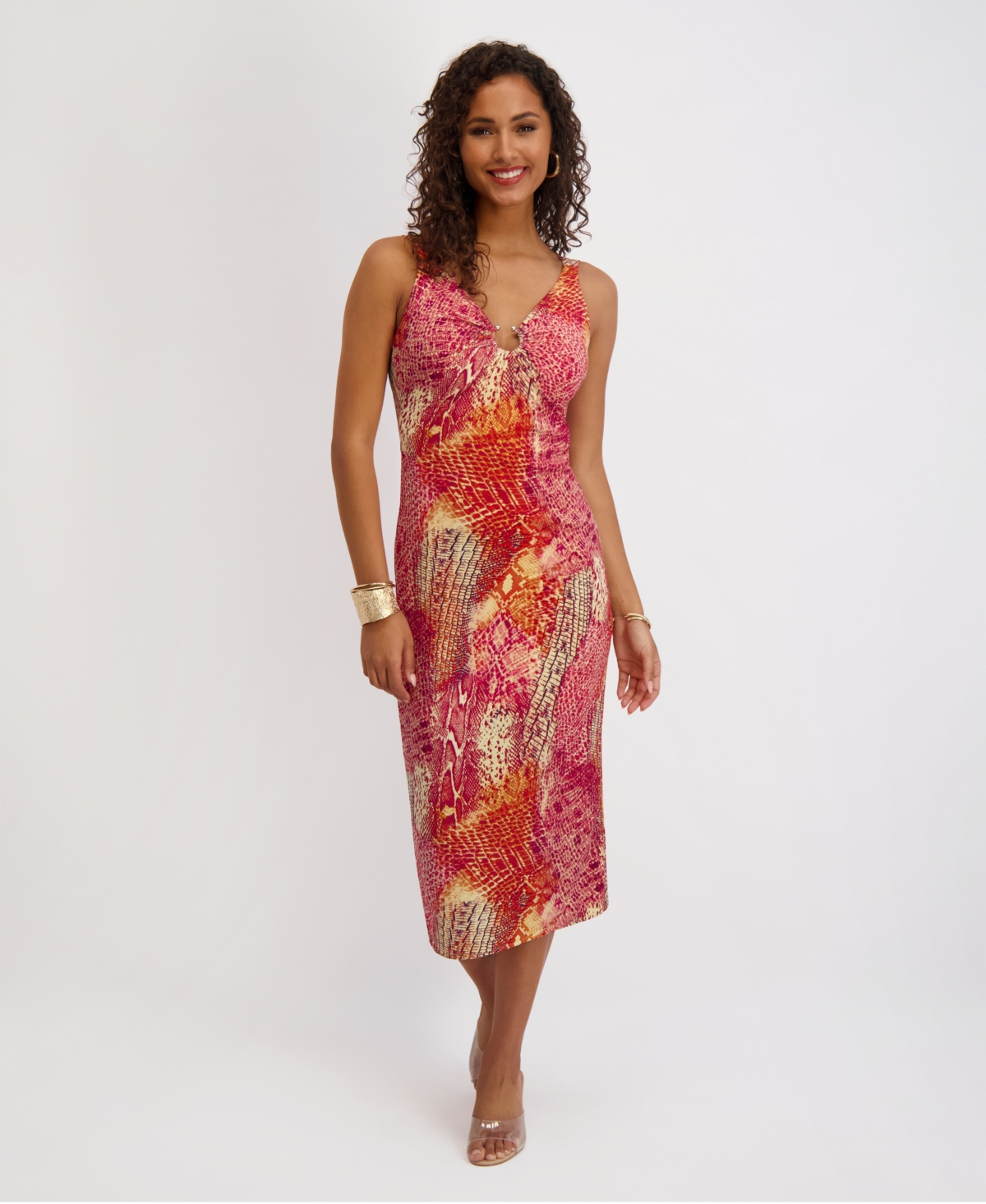 Click here for Siena Womens Keyhole Detail Printed Dress - Multi prices
