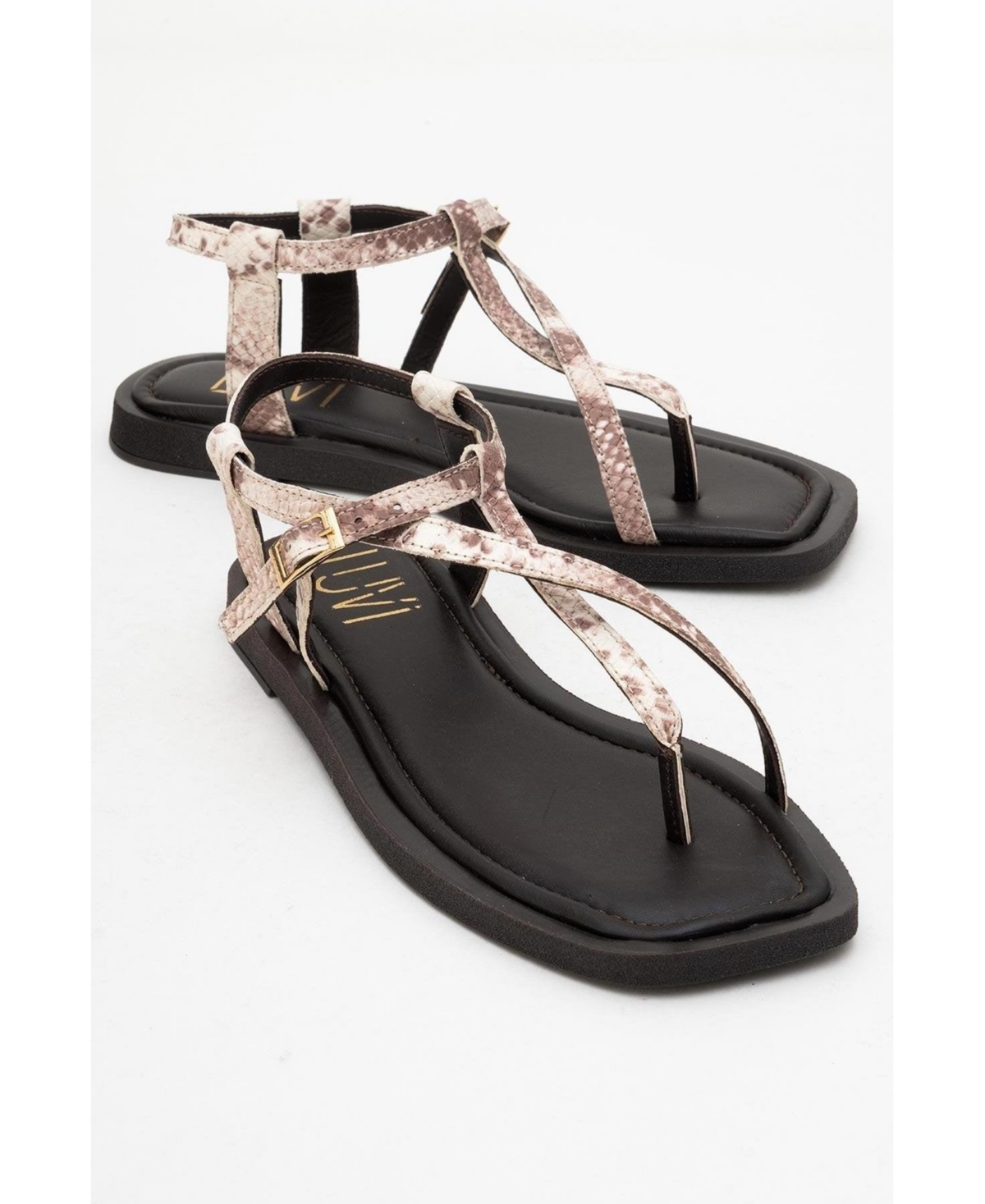Click here for Forever & Always Shoes Morgana Leather Thong Sanda... prices