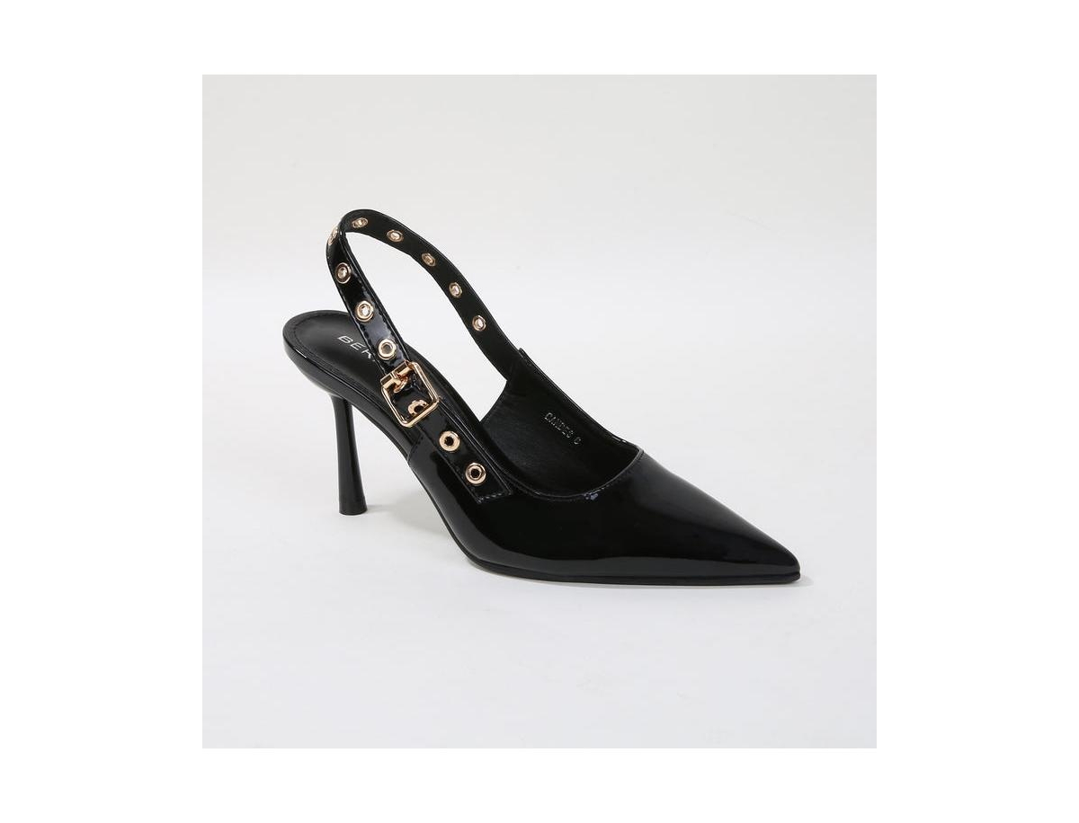 Click here for Berness Candes Grommet Strap Slingback - Black prices
