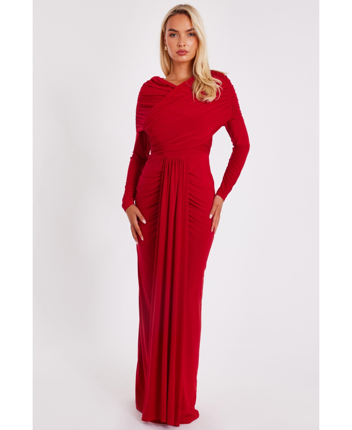 Click here for Quiz Womens Ity Maxi Dress with Draping - Red prices