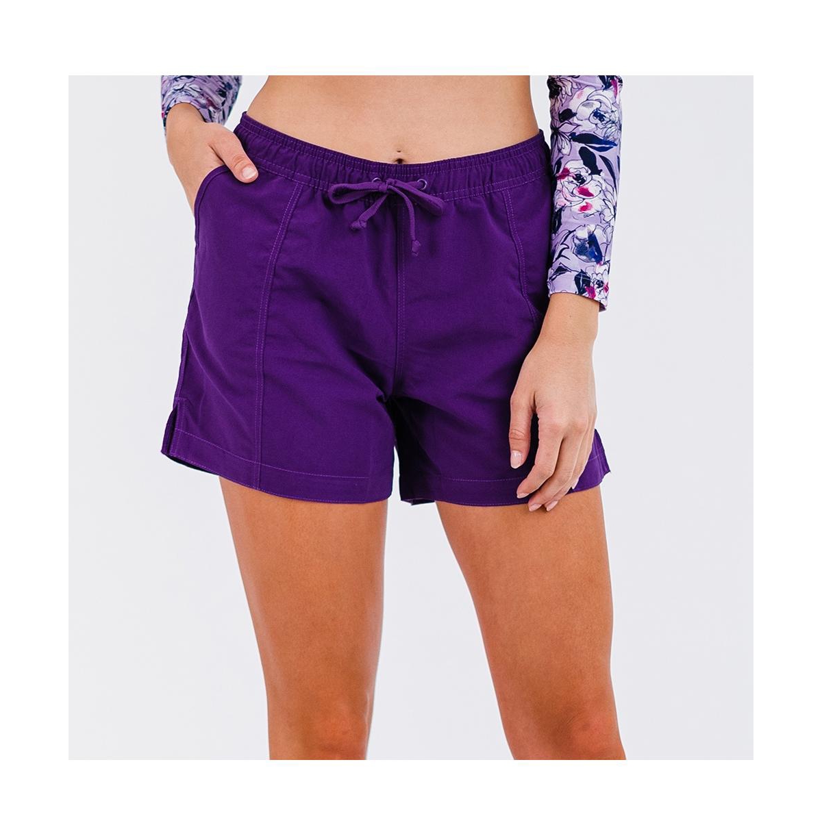 Click here for Calypsa Plus Size Mid-Thigh Board Shors - Eggplant prices