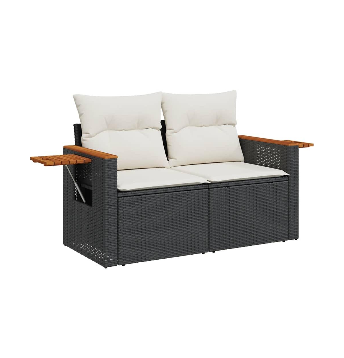 Click here for Garden Sofa Black Pe Rattan 2-Seater Adjustable Ar... prices