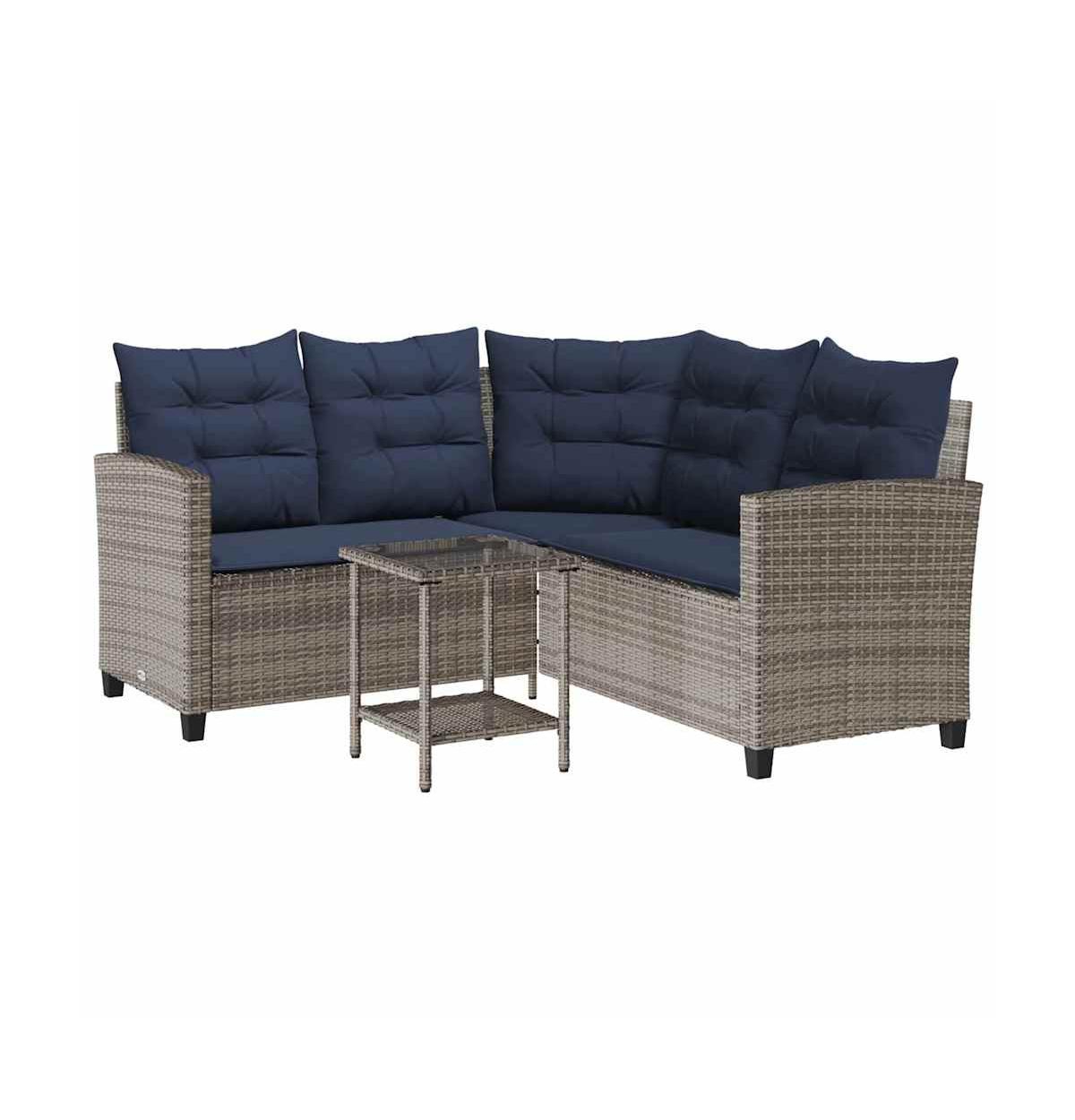 Click here for Garden Sofa Grey Pe rattan Medium Adjustable Feet... prices