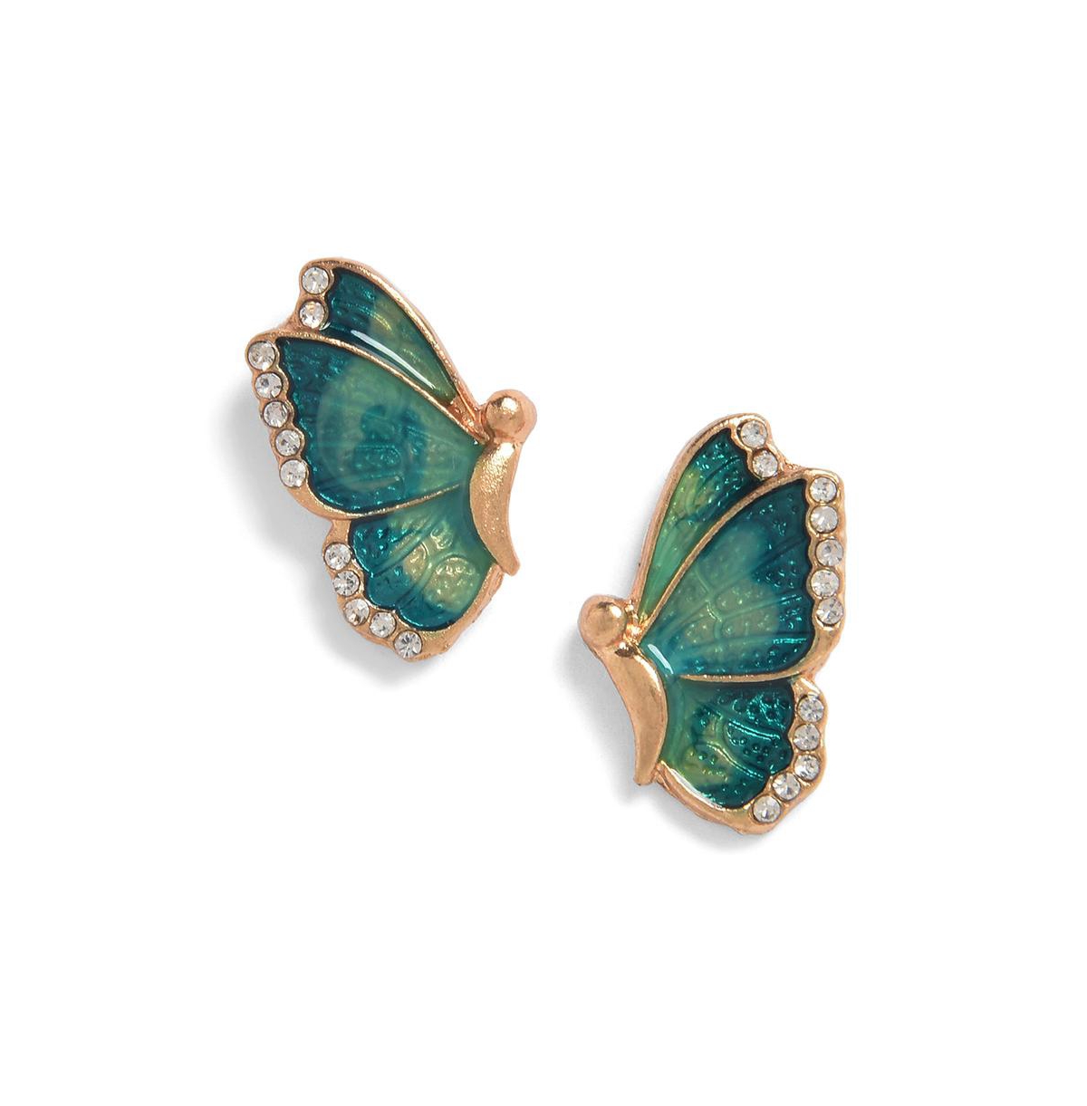 Click here for Sohi Womens Green Embellished Butterfly Stud Earri... prices