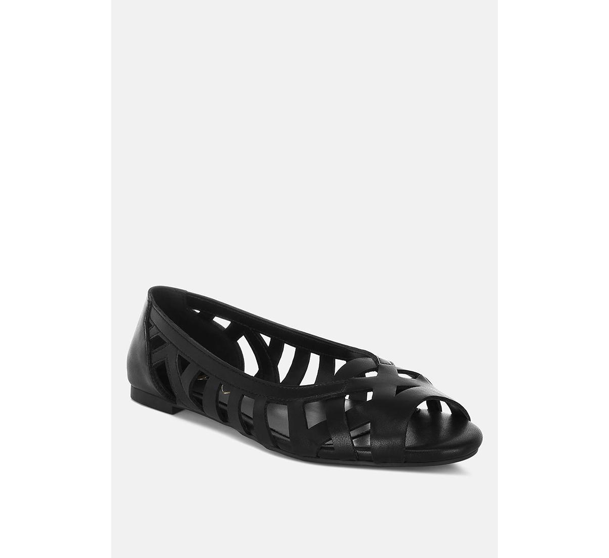 Click here for London Rag Moira Woven Peep Toe Flats Women - Blac... prices