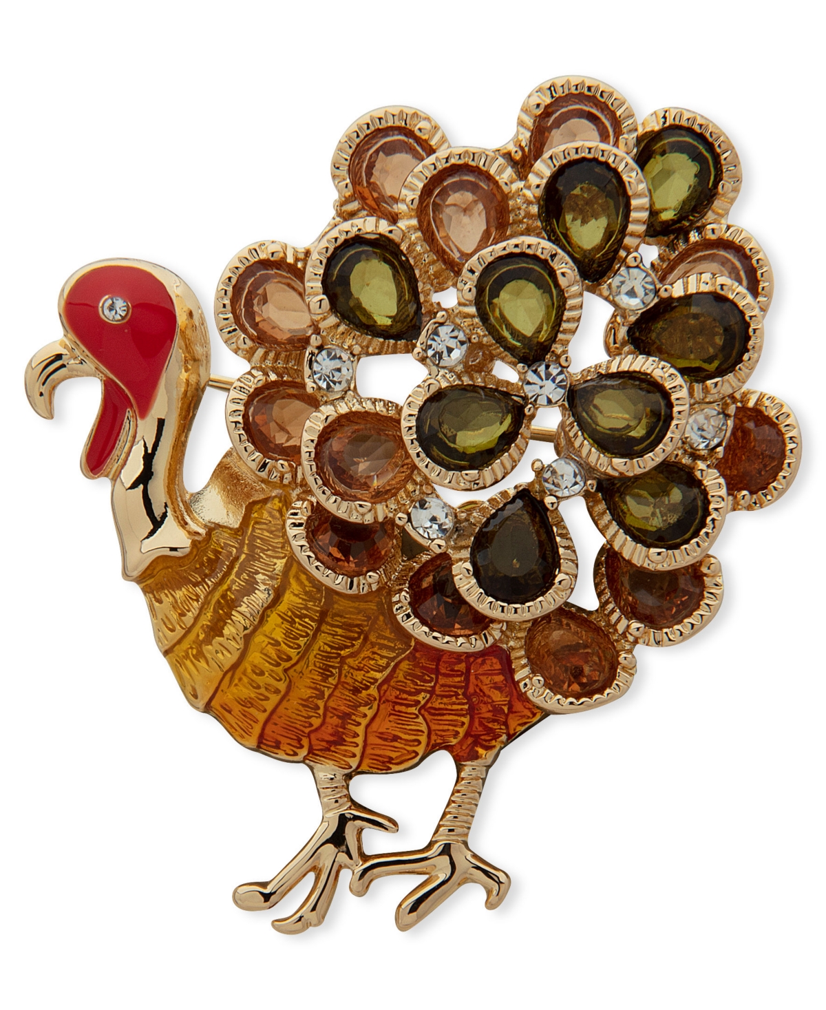 Click here for Anne Klein Enamel & Glass Stones Turkey Pin - Mult... prices