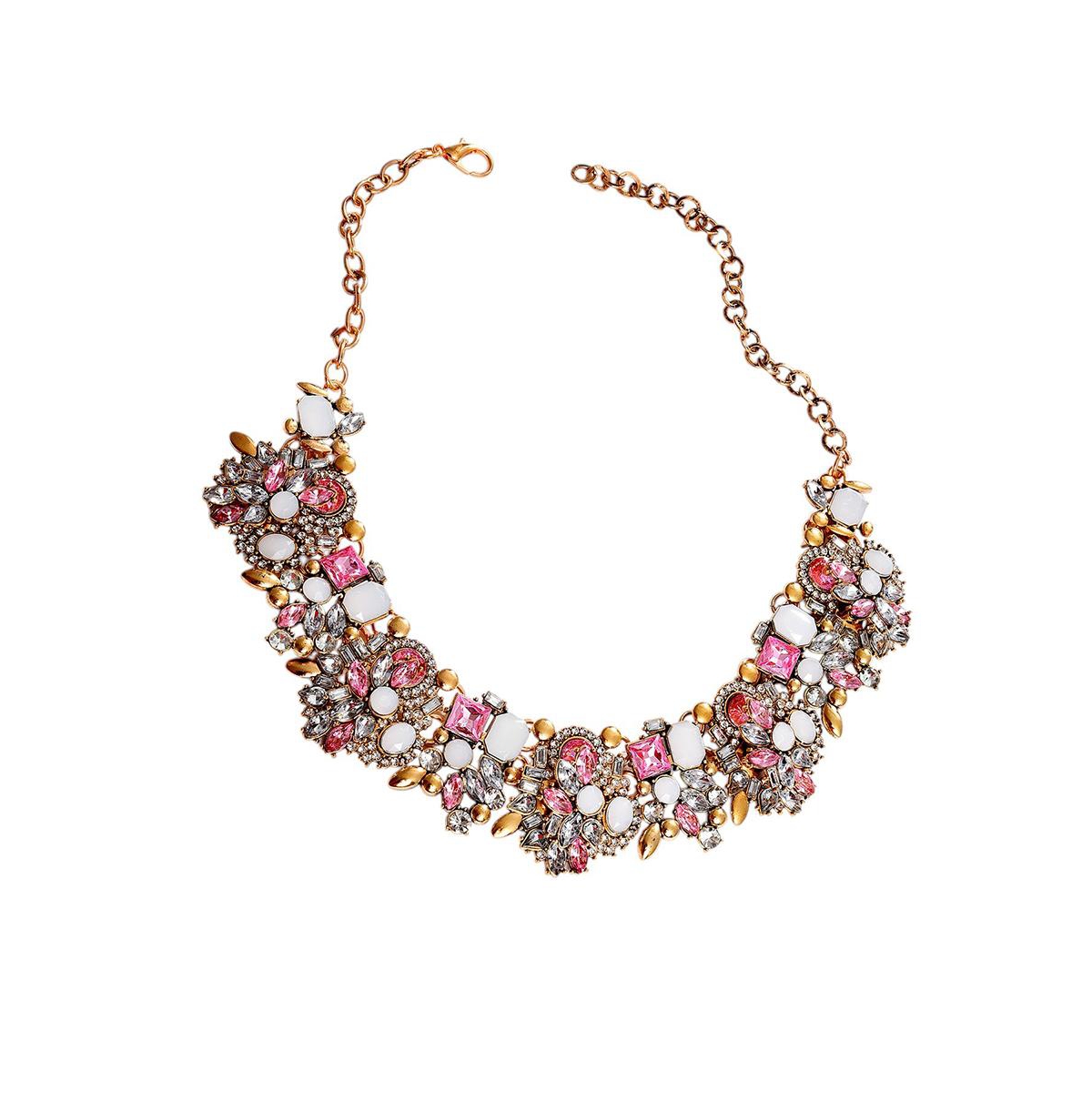 Click here for Sohi Silver-Plated Stone Necklace - Pink prices