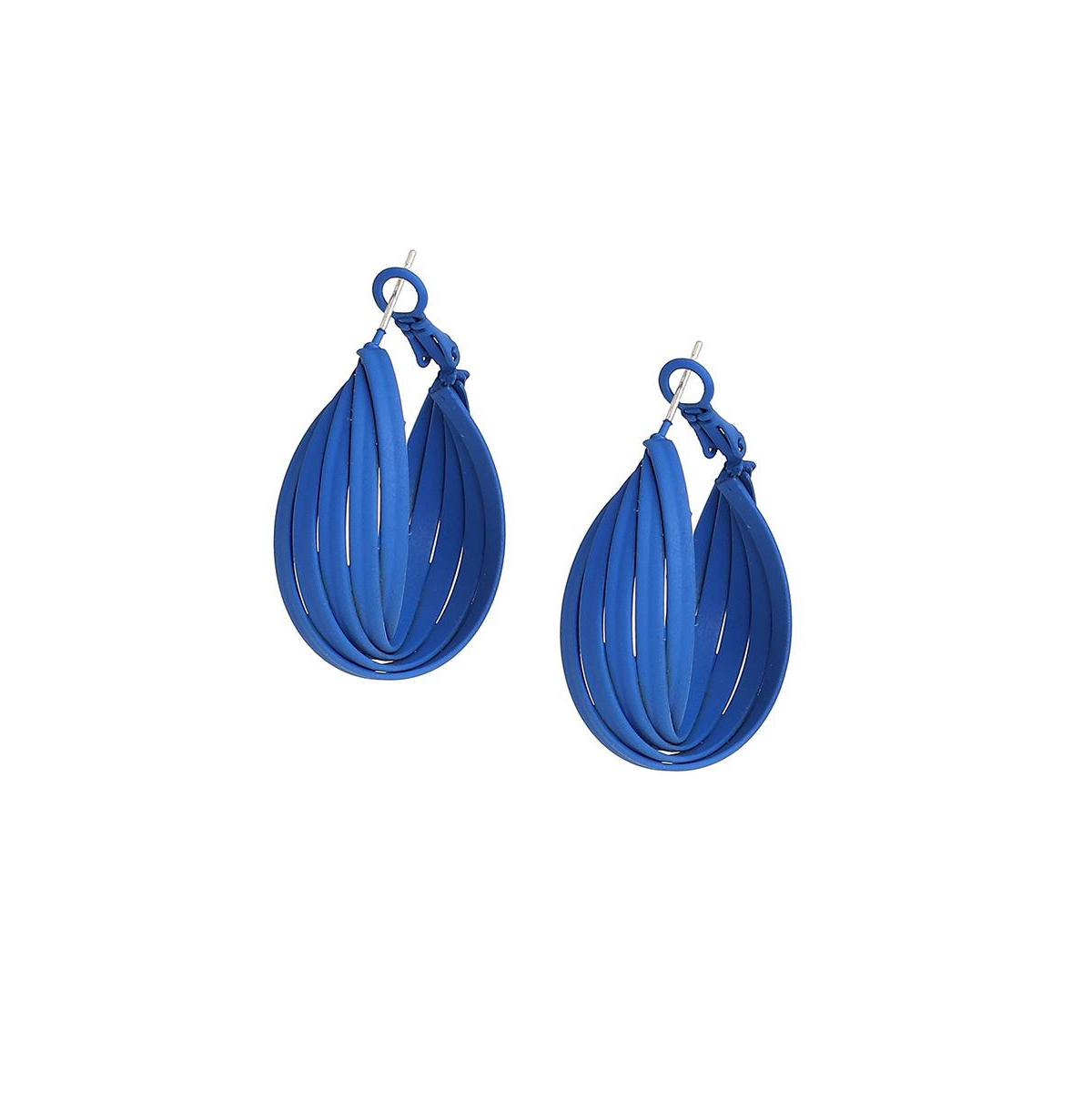 Click here for Sohi Womens Blue Petal Hoop Earrings - Blue prices