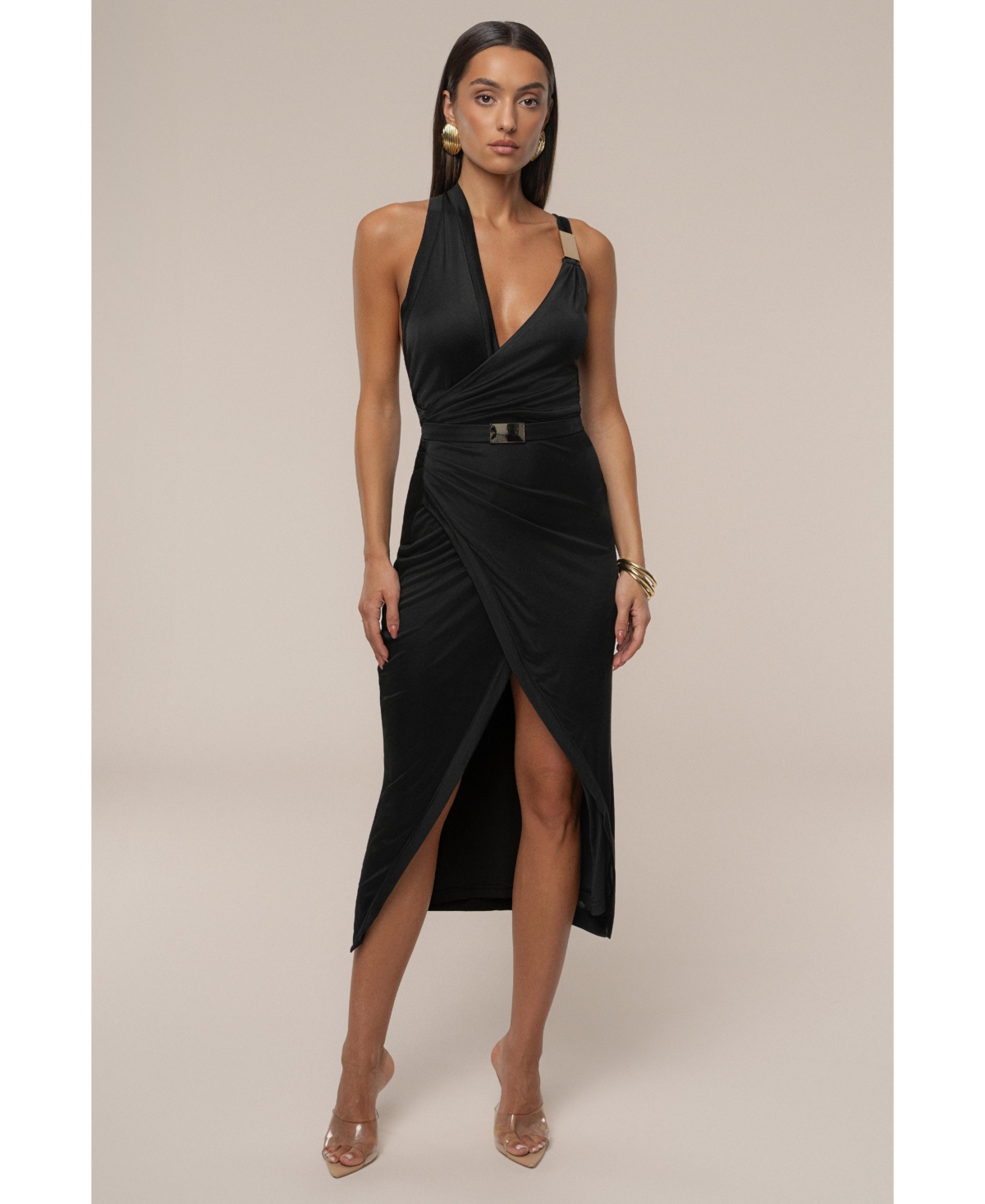 Click here for Jluxlabel Anniversary Belted Wrap Dress - Black prices