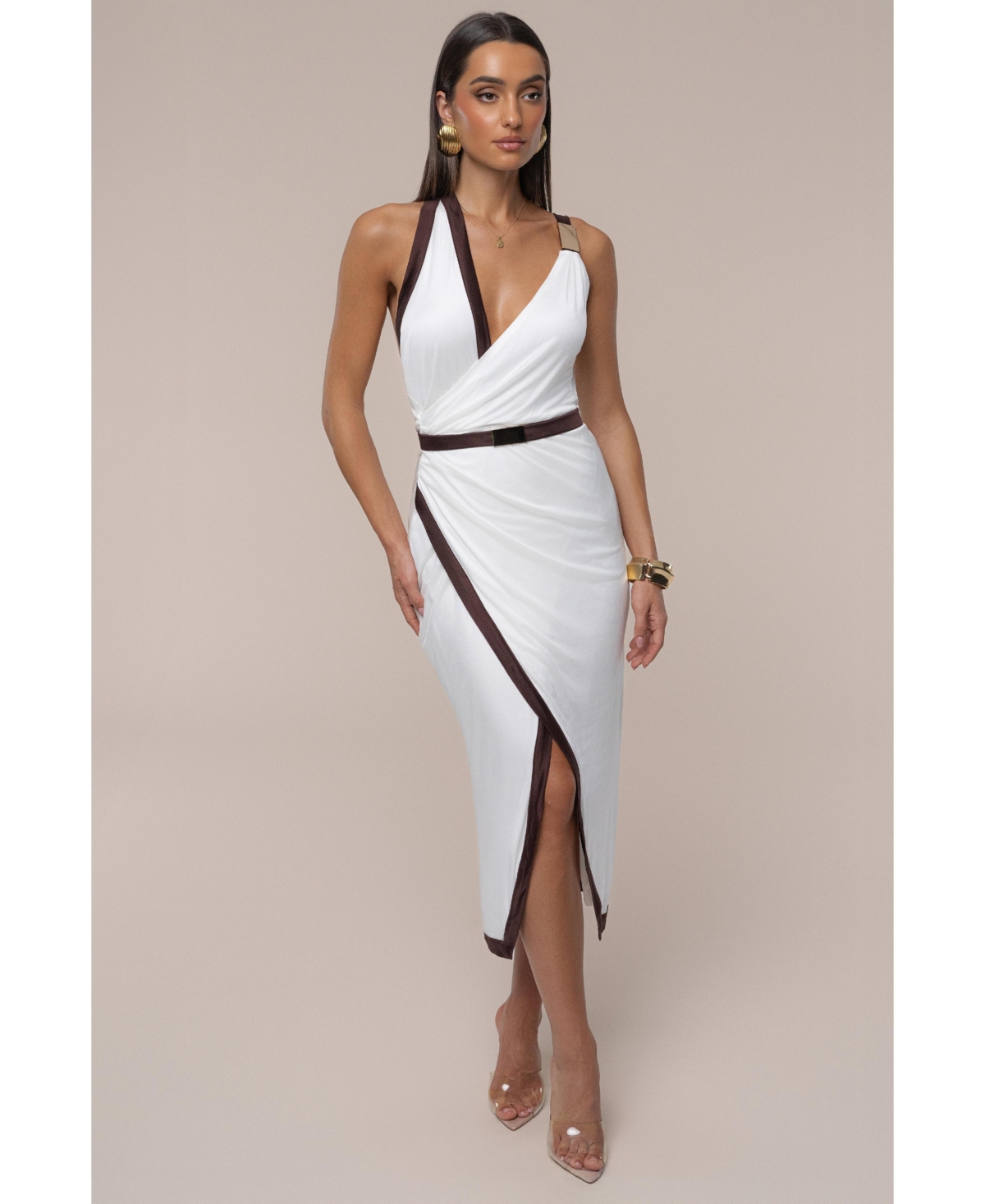 Click here for Jluxlabel Anniversary Belted Wrap Dress - Ivory prices