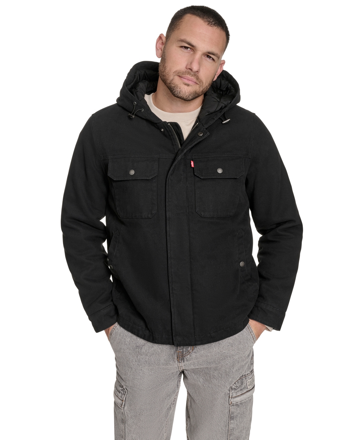 Click here for Levis Mens Cotton Canvas Hood Jacket - Black prices