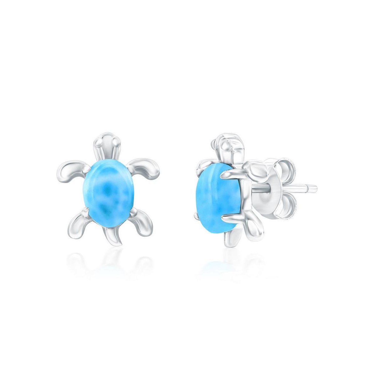 Click here for Sterling Silver  Turtle Larimar Studs - Blue prices