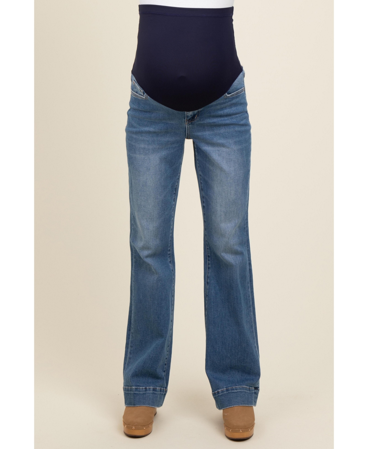 Click here for Pinkblush Maternity Blue Wide Hem Flare Jeans - Bl... prices