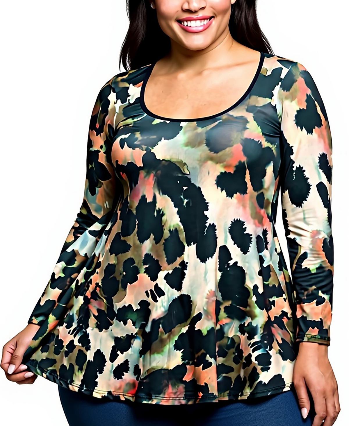 Click here for 24seven Comfort Apparel Plus Size Multiprint Long... prices