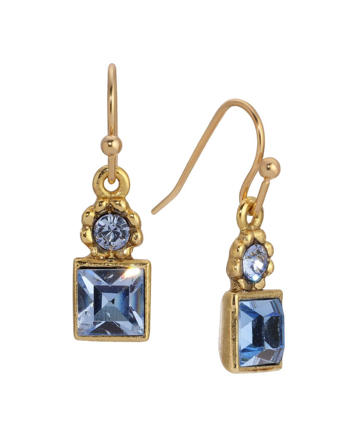 Click here for 2028 Gold Tone Blue Square Drop Earrings - Blue prices