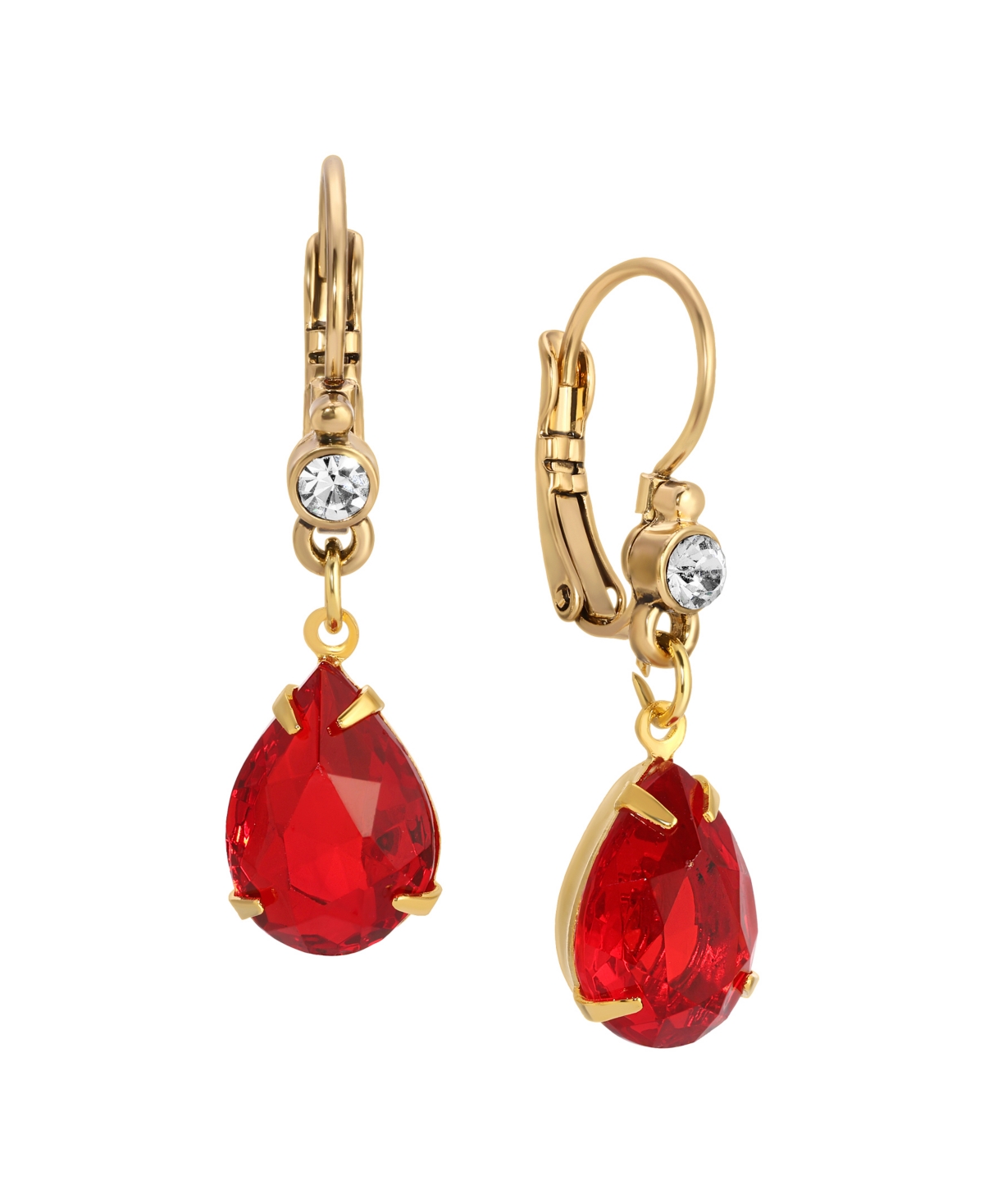 Click here for 2028 Gold-tone Red Teardrop Crystal Earrings - Red prices