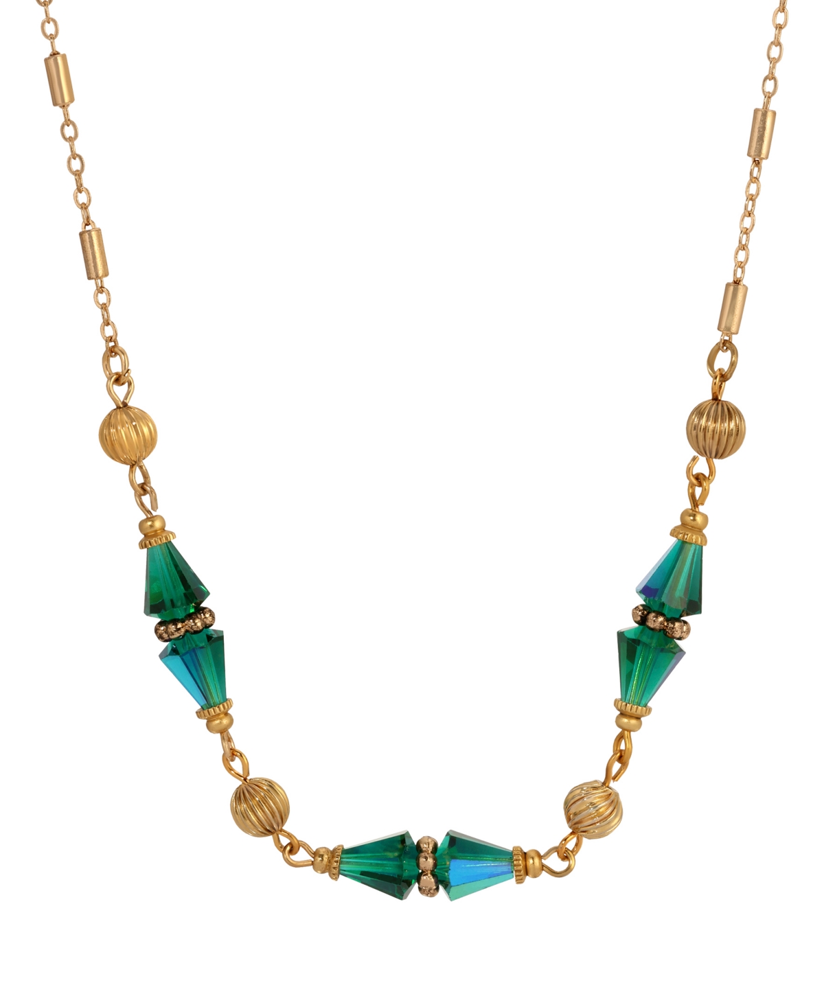 Click here for 2028 Gold Tone Bead Collar Necklace - Green prices