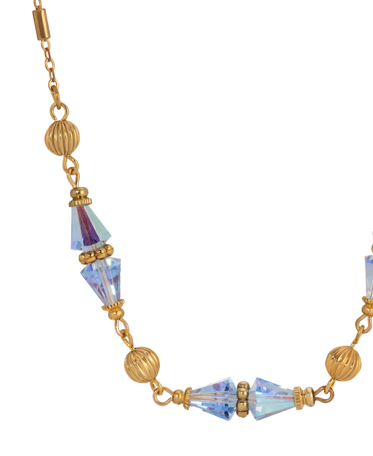 Click here for 2028 Gold Tone Bead Collar Necklace - Blue prices