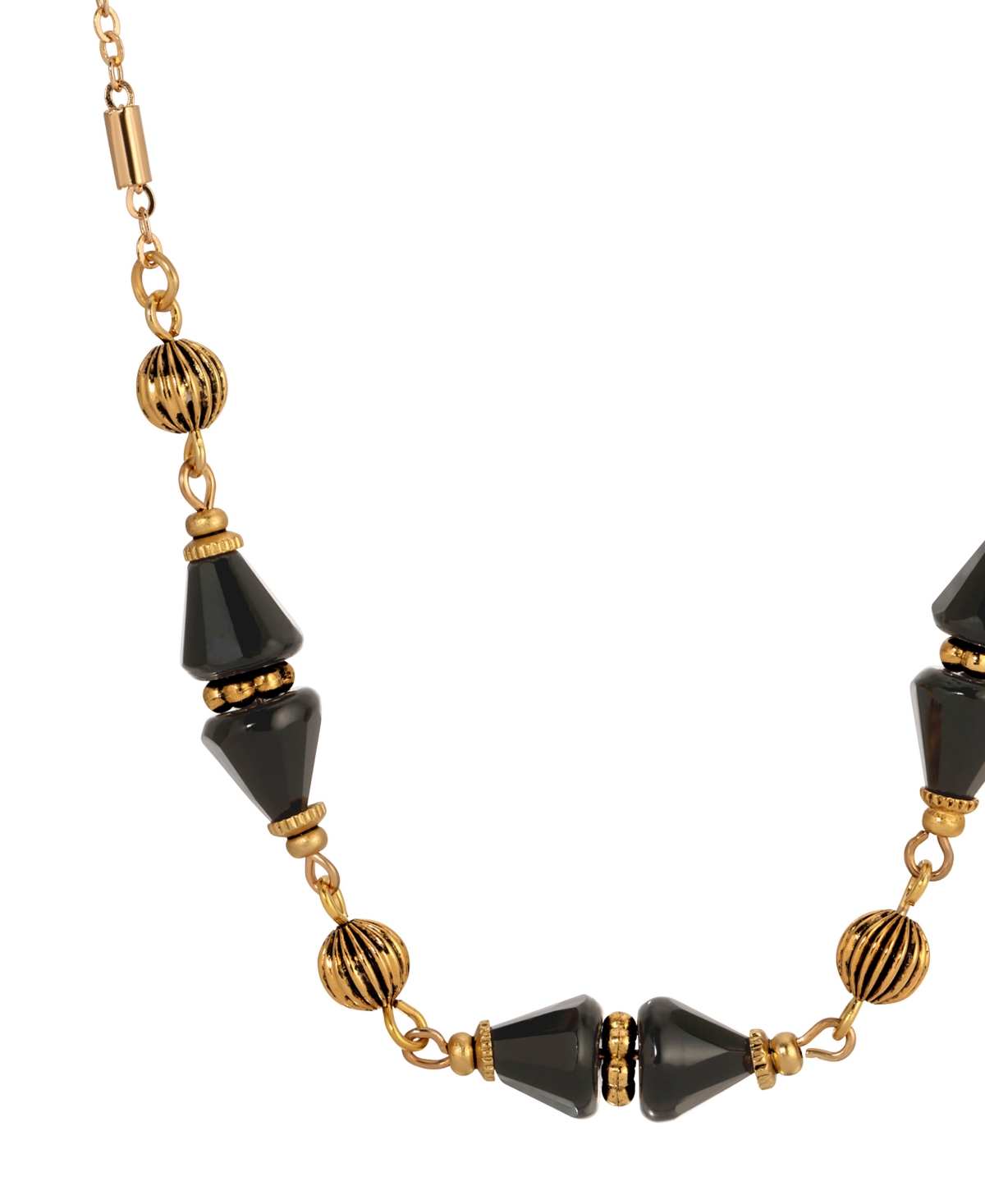 Click here for 2028 Gold Tone Bead Collar Necklace - Black prices