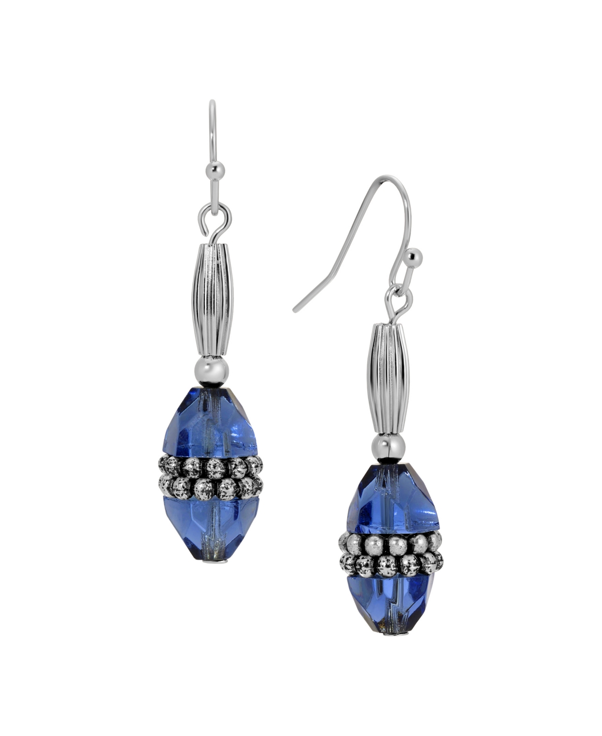 Click here for 2028 Silver Tone Blue Bead Drop Earrings - Blue prices