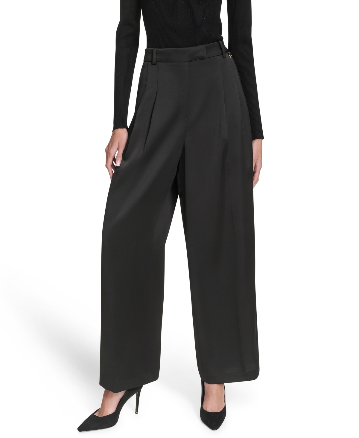 Click here for Halston Womens Pull-On Ponte Wide Leg Trousers - B... prices