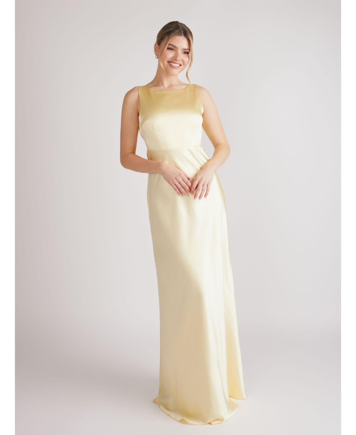 Click here for Six Stories Cowl Back Satin Bridesmaid Dress - Lem... prices