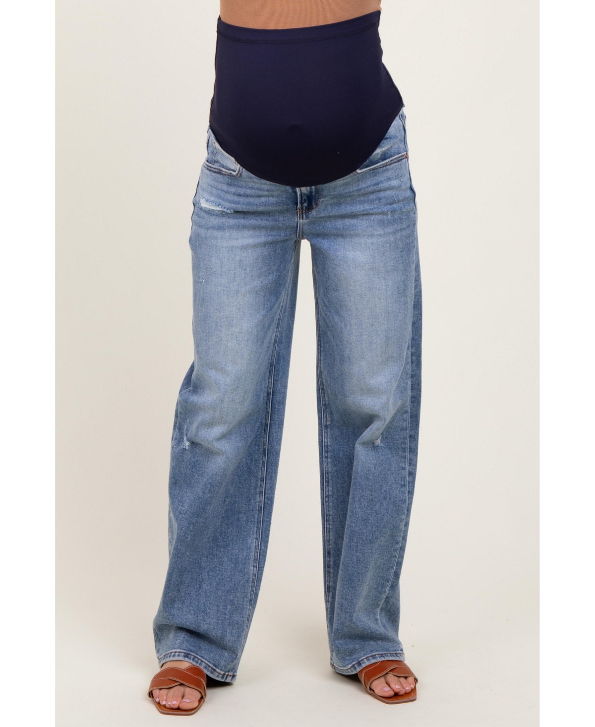 Click here for Pinkblush Maternity Blue Distressed Vintage Wash W... prices