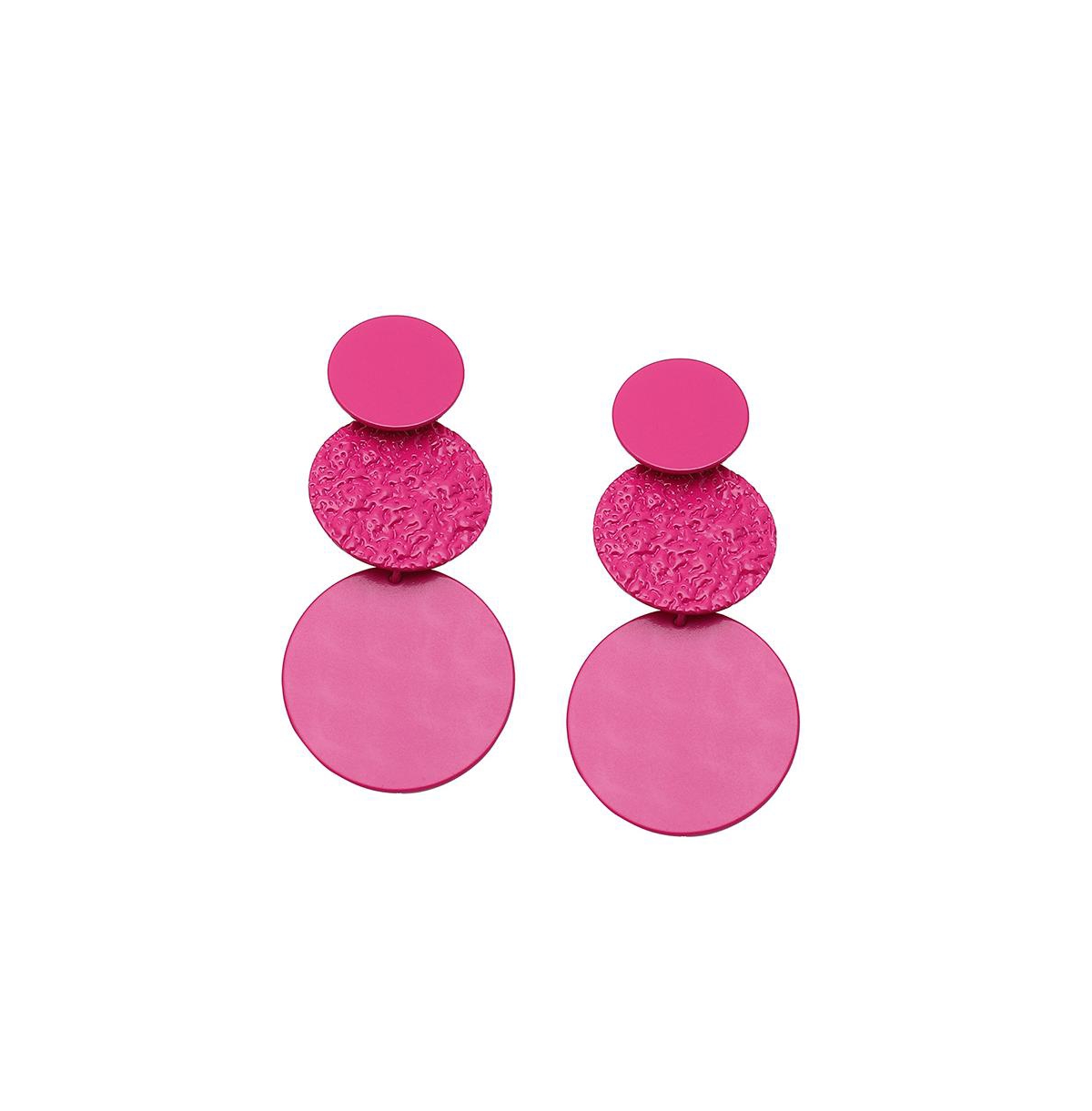 Click here for Sohi Womens Silver Dented Drop Earrings - Pink prices