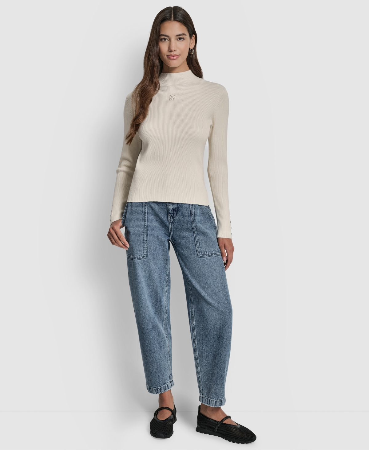 Click here for Dkny Jeans Womens Rib Long Sleeves Slim Fit Sweate... prices