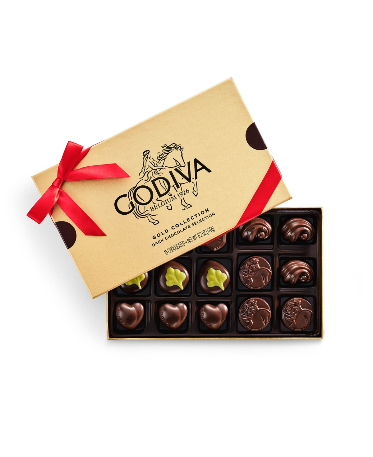 Godiva Dark Assorted Chocolate Gold Gift Box with Ribbon  15-Pc.