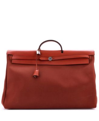 Pre-Owned HERMÉS 50 Herbag Zip Leather and Toile - Macy's
