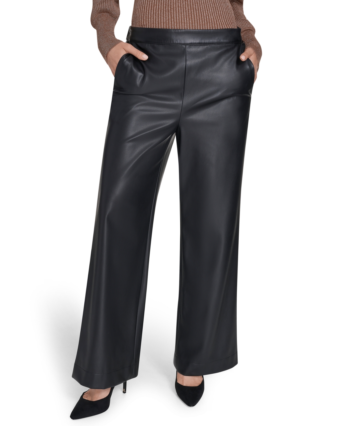 Click here for Halston Womens Mid Rise Wide Leg Pants - Black prices