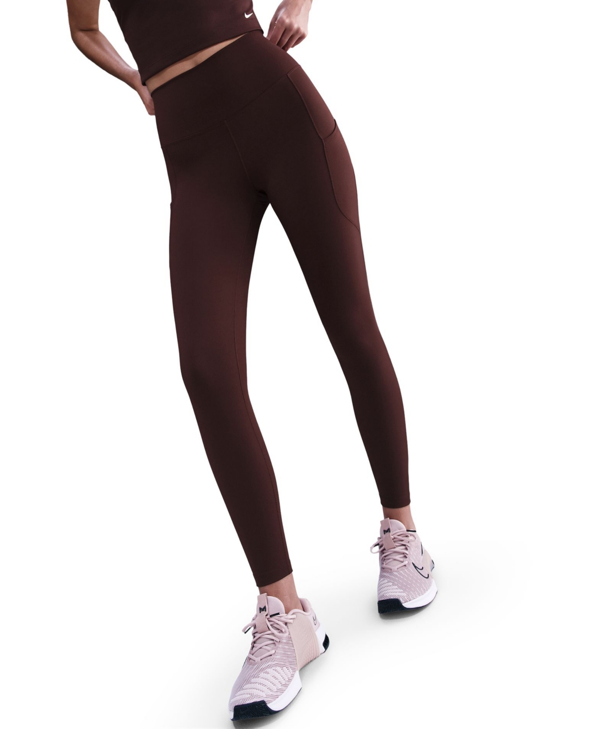 Nike Womens One High-Waist 7/8-Leggings - Burgundy Crush