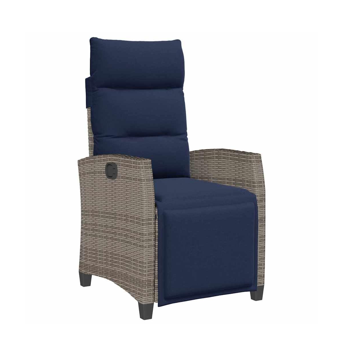 Click here for vidaXL Reclining Garden Chair Grey  Navy Blue prices