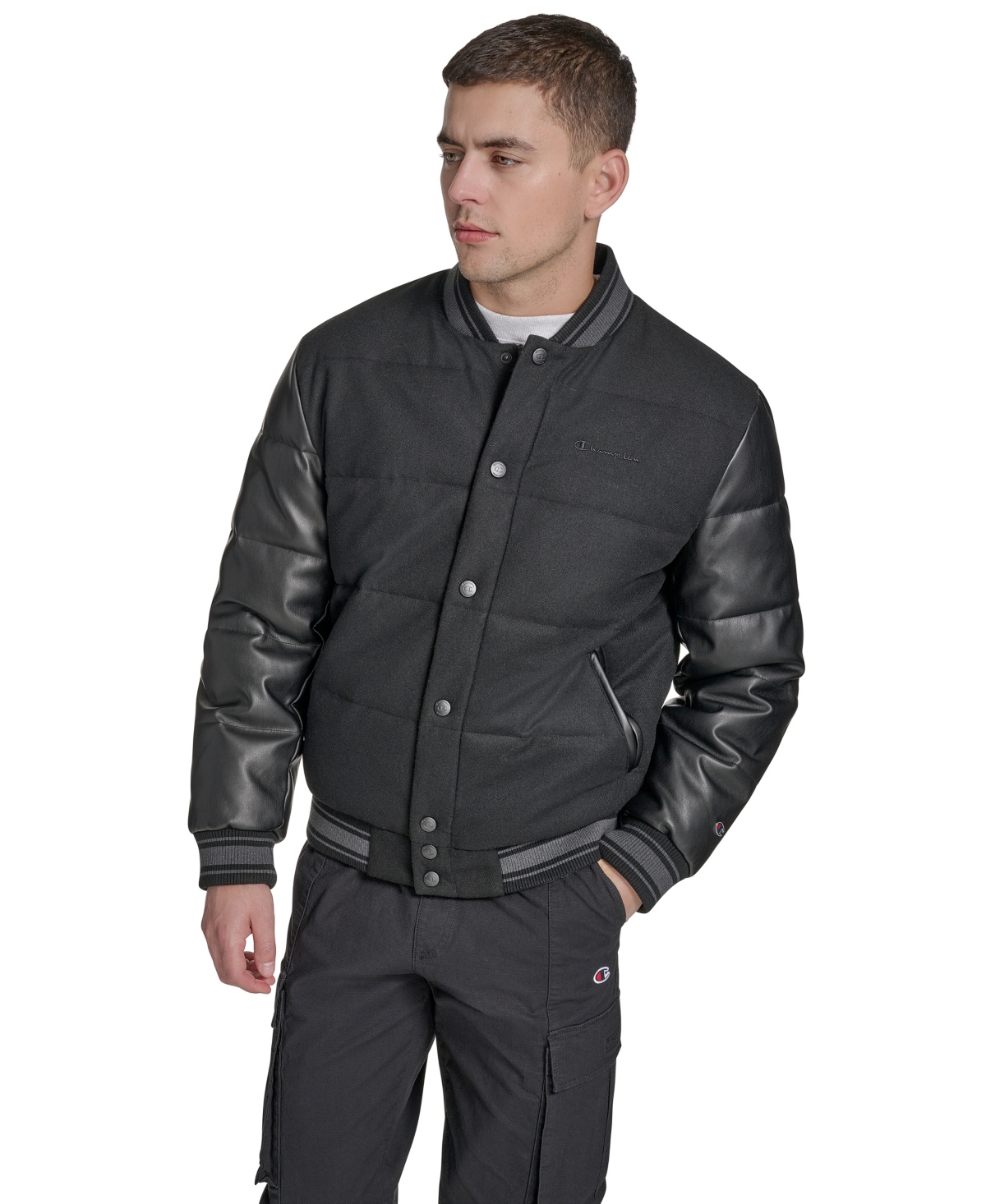 Click here for Champion Mens Wool Blend Quilted Puffer Jacket - B... prices