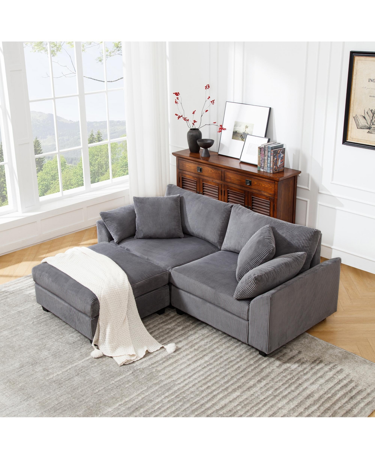 Click here for Morden Fort 83" W Corduroy L-Shaped Sectional... prices