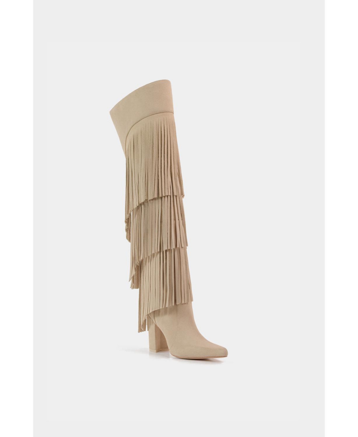 Click here for Fringe Leather Tall Boots Vespa By Dante - Beige prices