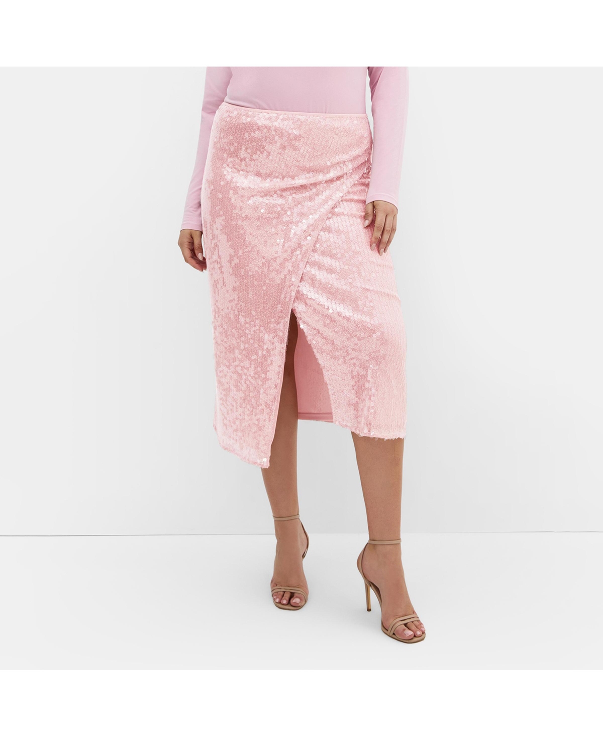 Click here for City Chic Womens Sequin Midi Skirt - Soft pink prices
