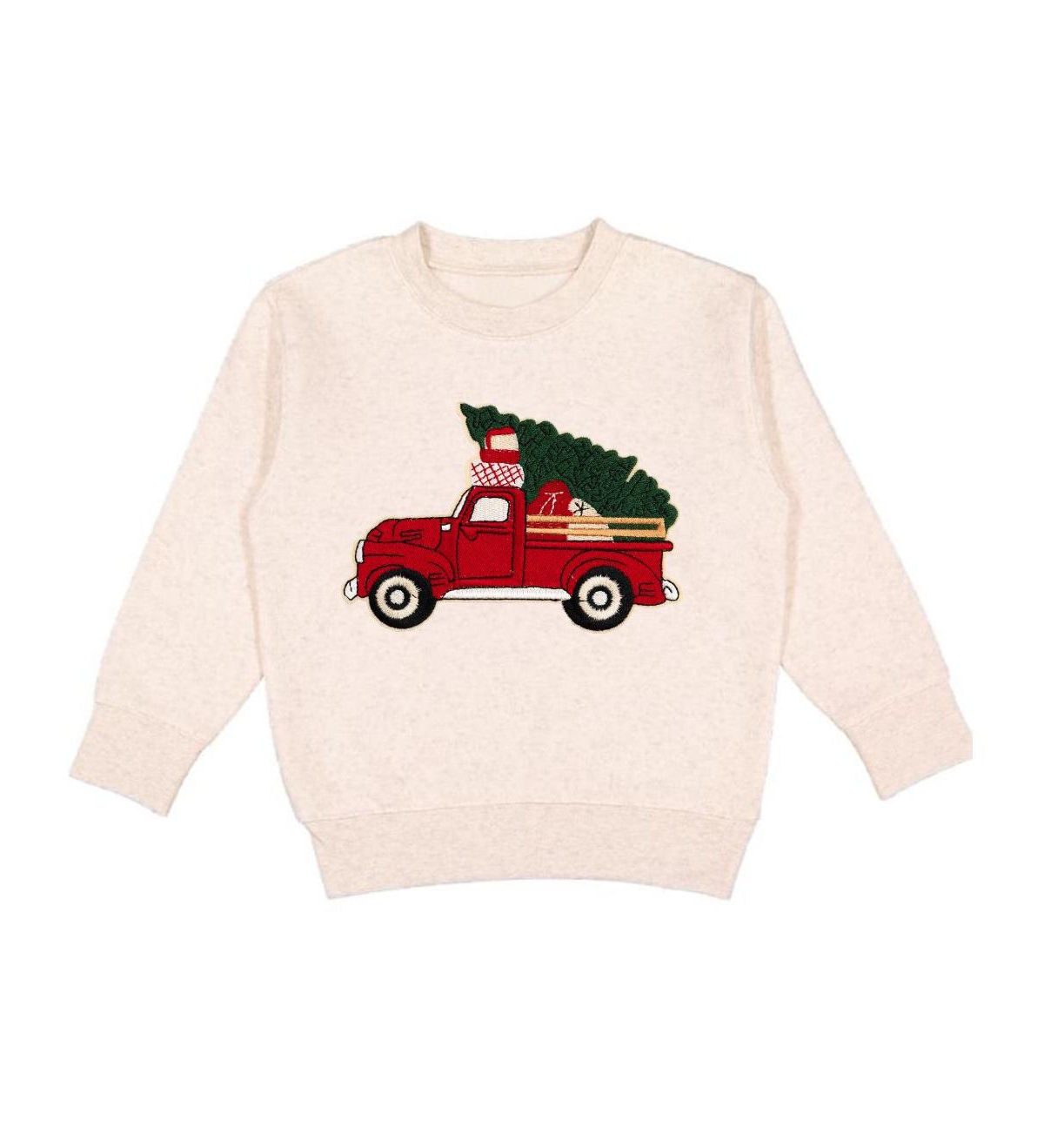 Sweet Wink Toddler Boys Christmas Truck Patch Sweatshirt - Natural