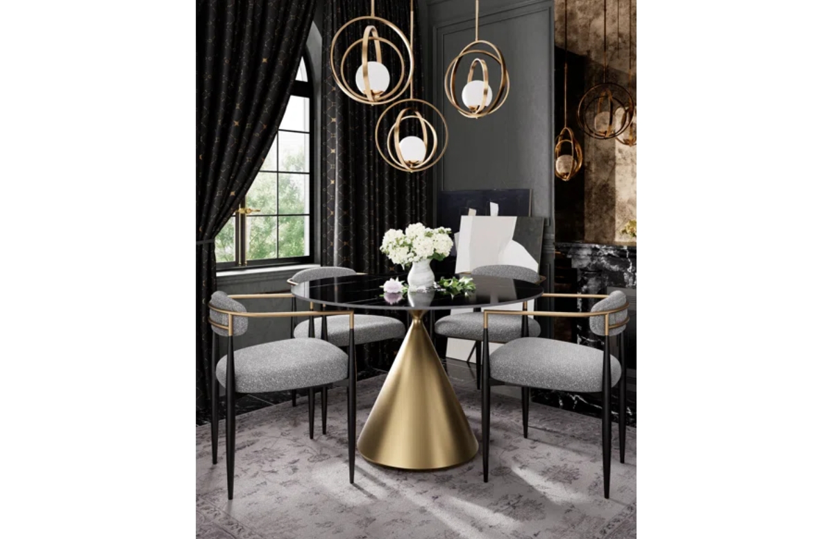 Click here for Morden Fort 47Round Faux Marble Dining Set with 4... prices
