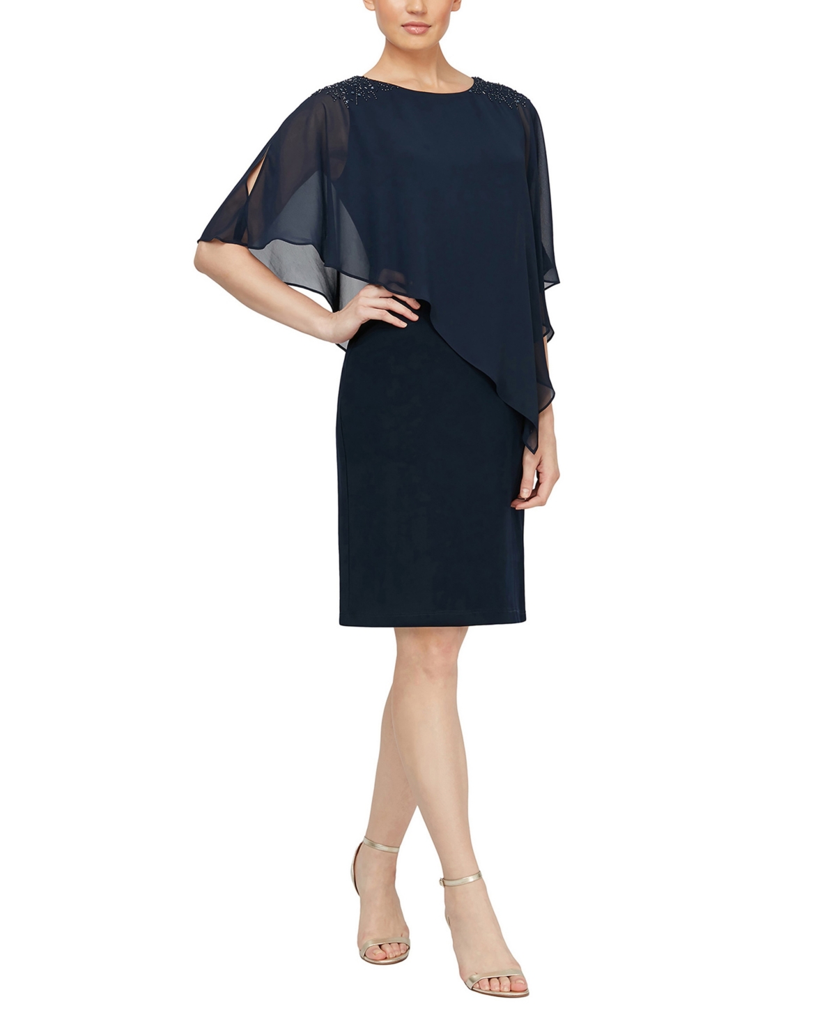 Click here for Sl Fashions Womens Crewneck Bead Overlay Sheath Dr... prices