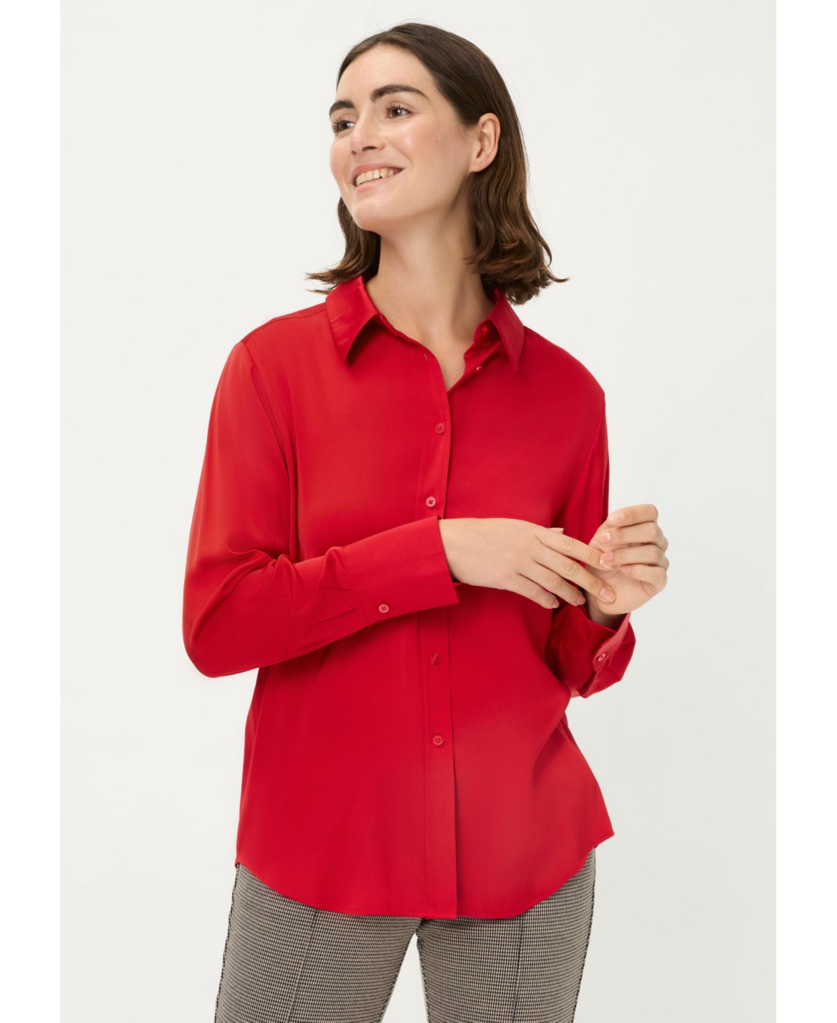 Click here for Olsen Womens Satin Effect Shirt - True red prices