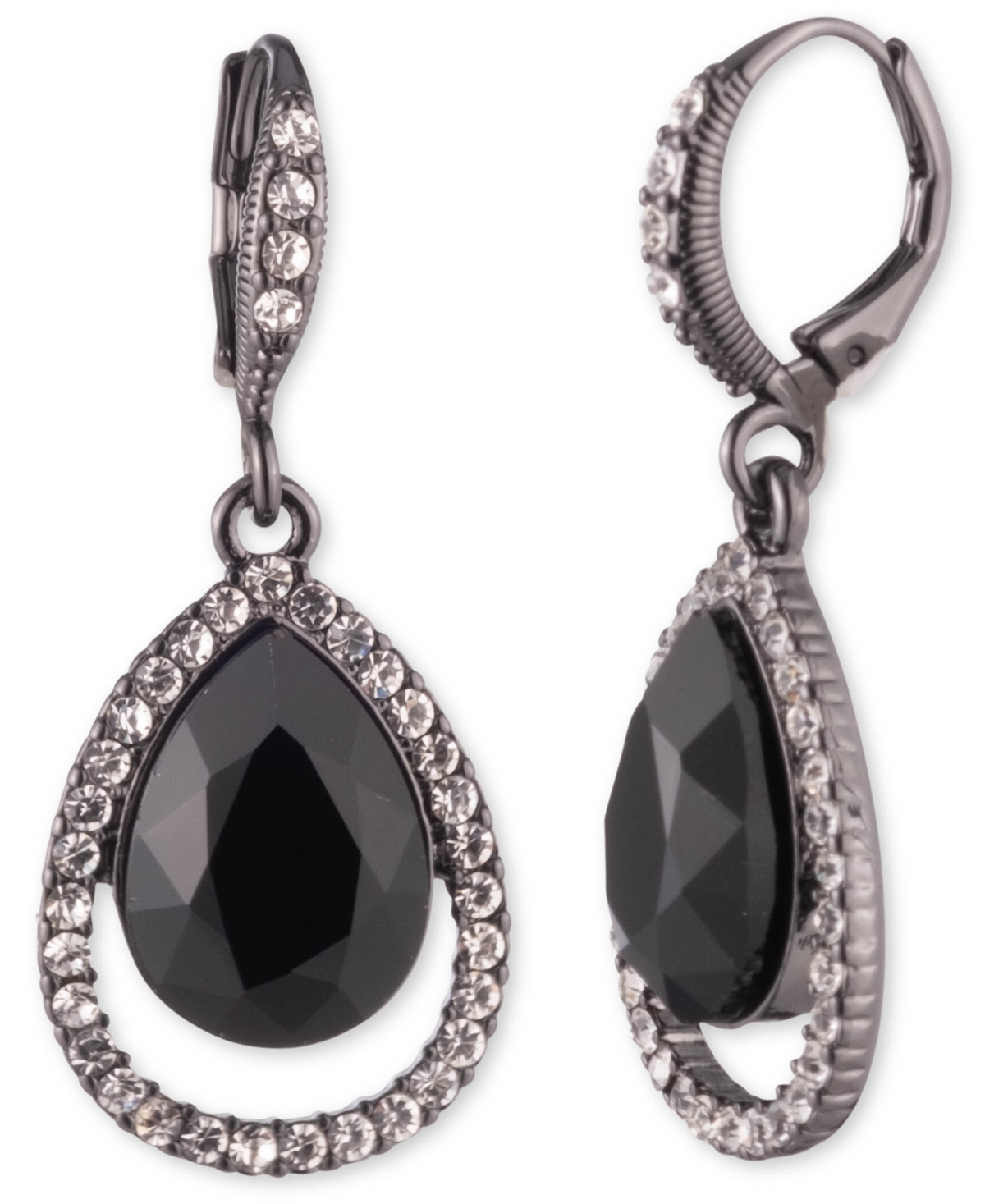 Click here for Givenchy Rhodium Emerald Silver-Tone Pear Drop Ear... prices