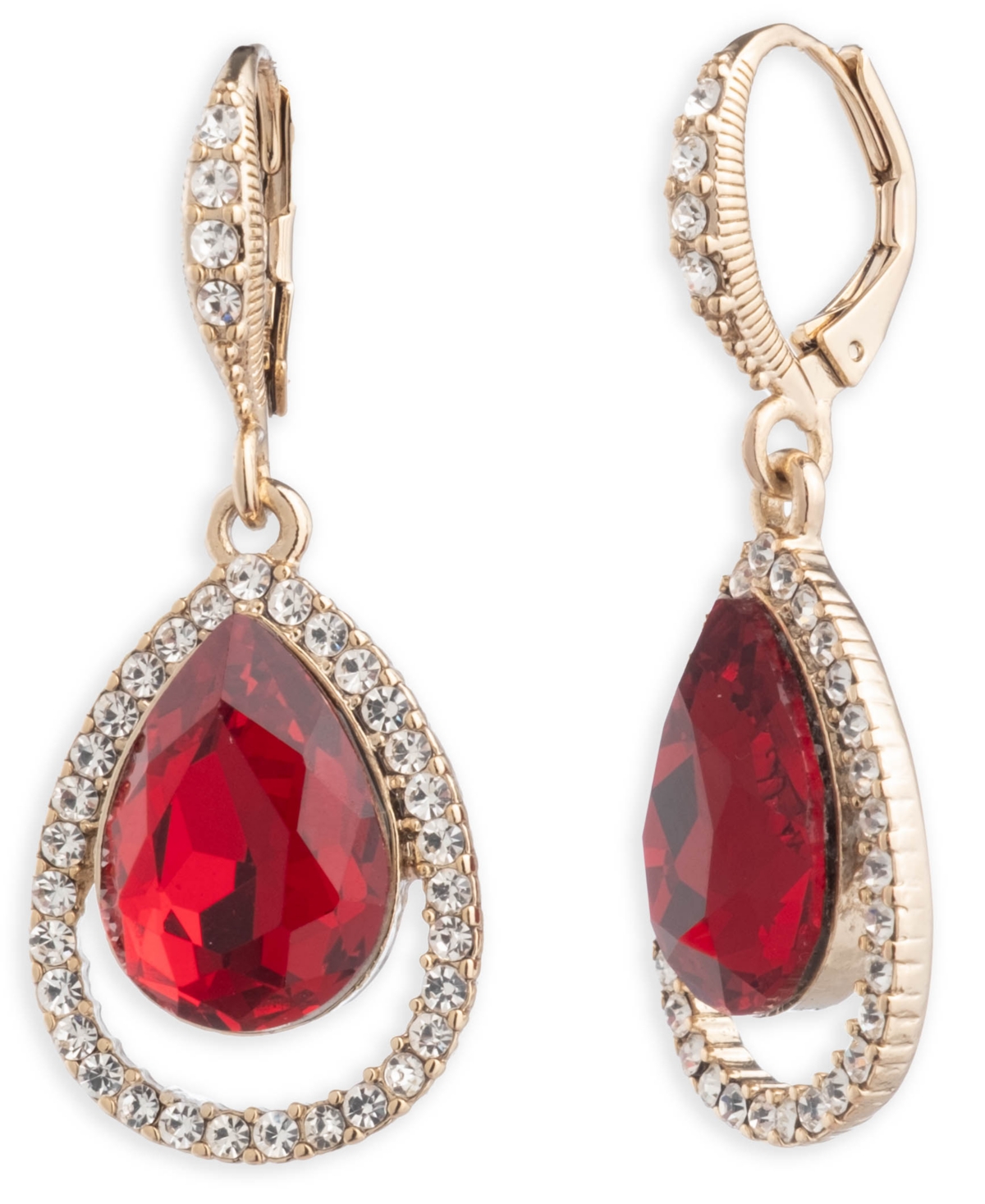 Click here for Givenchy Rhodium Emerald Silver-Tone Pear Drop Ear... prices