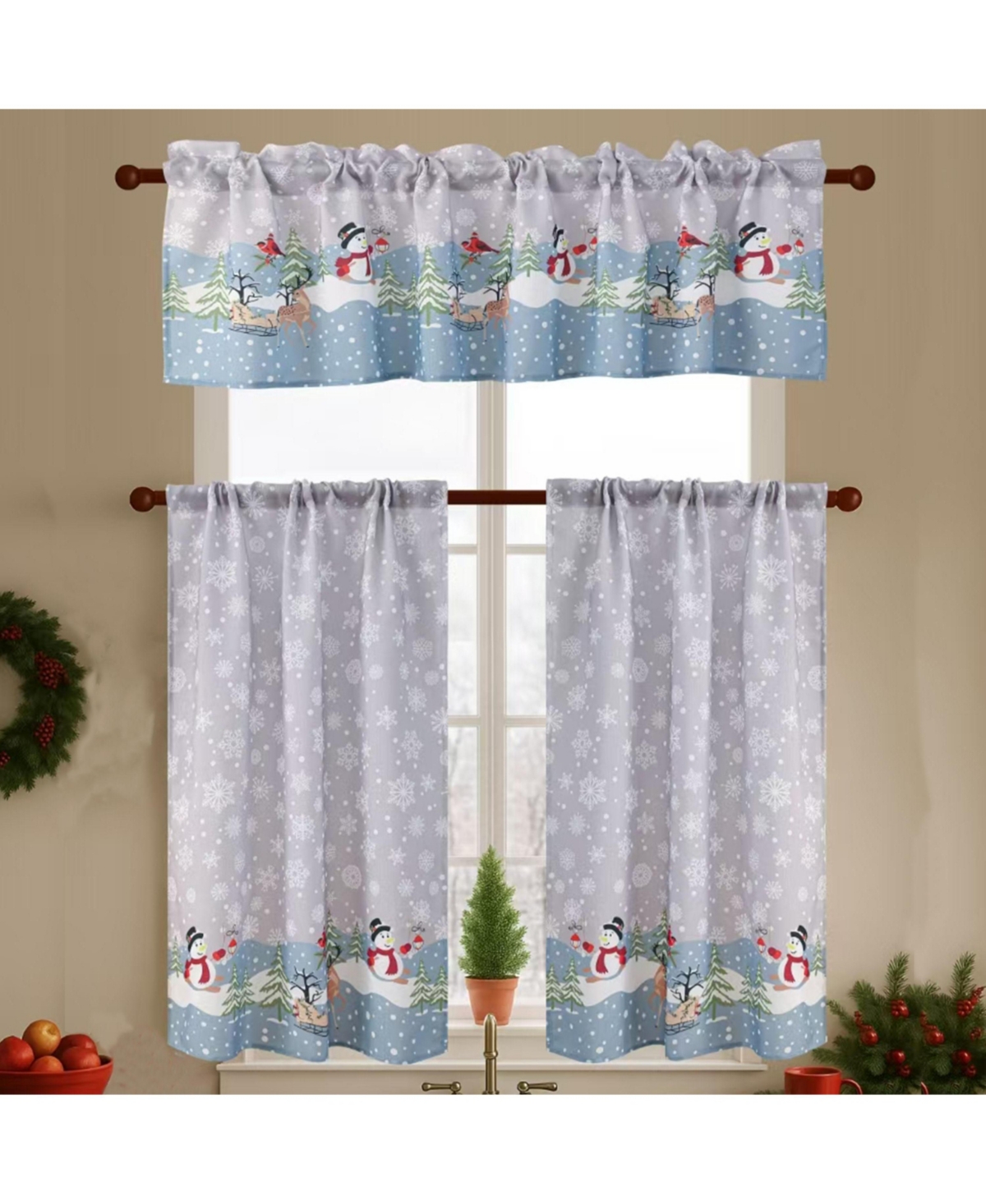 Click here for MarCielo 3 Piece Christmas Kitchen Curtains Holida... prices