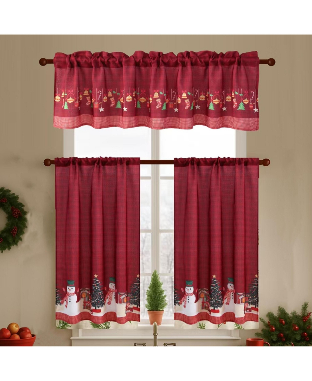 Click here for MarCielo 3 Piece Christmas Kitchen Curtains Holida... prices