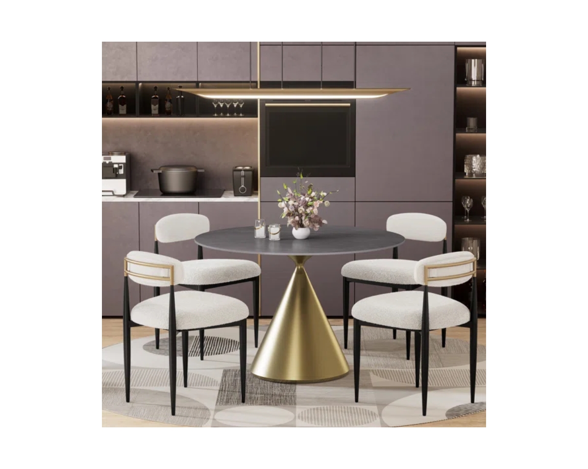 Click here for Morden Fort 5 Piece Round 47 Faux Marble Dining Se... prices