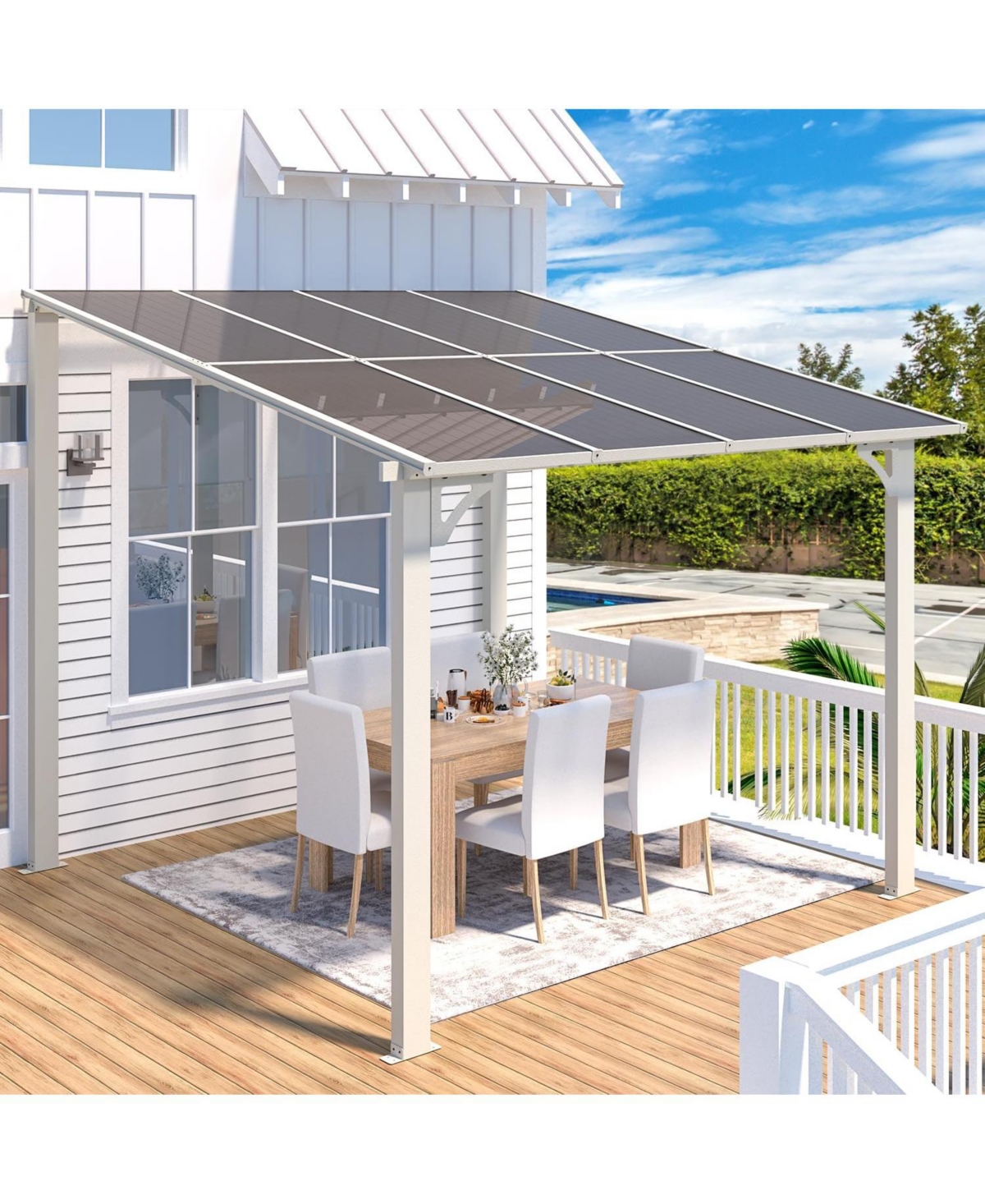 Click here for Aecojoy 8x8 Wall Mounted Gazebos Pergola - White prices