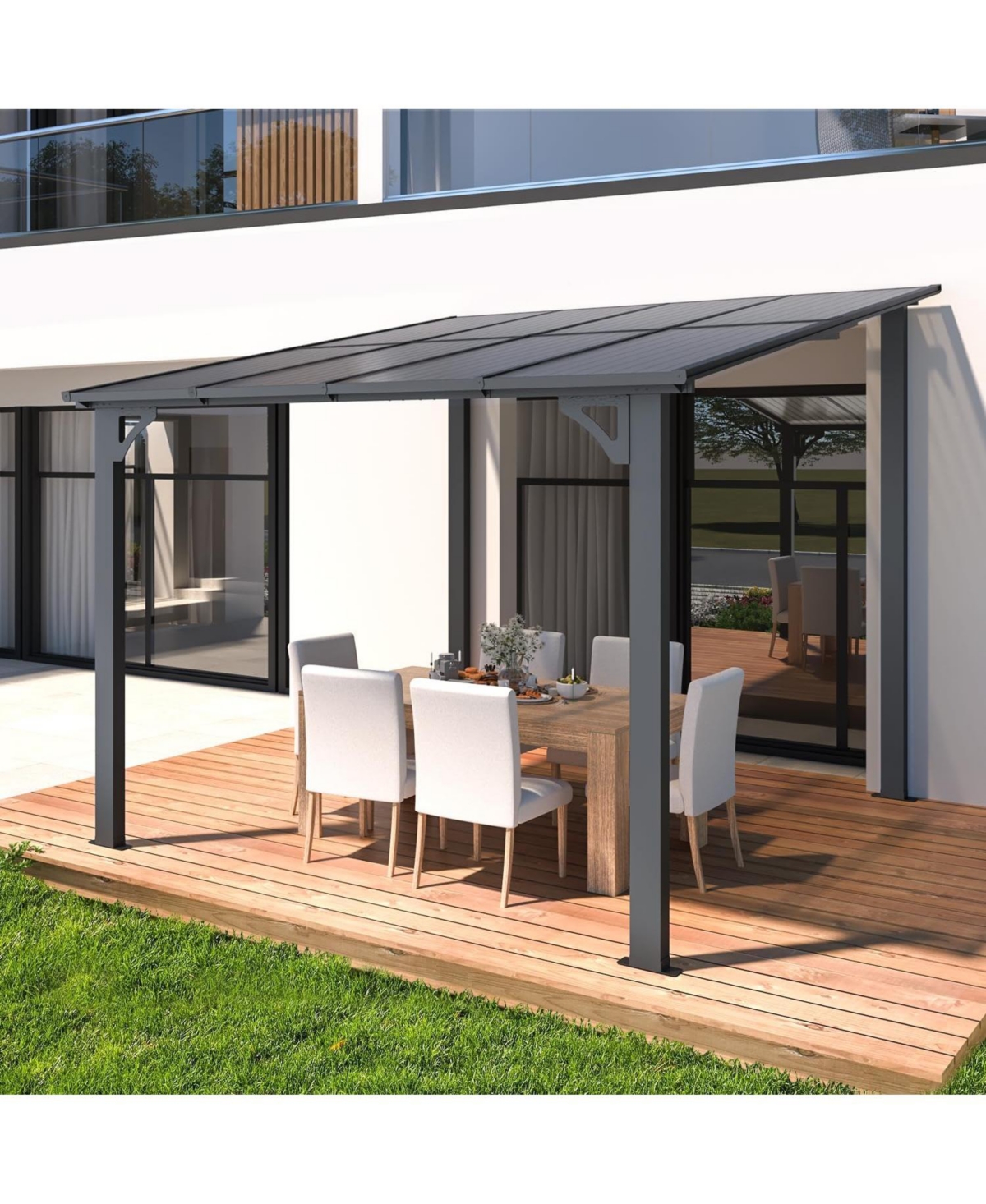 Click here for Aecojoy 8x8 Wall Mounted Gazebos Pergola - Black prices