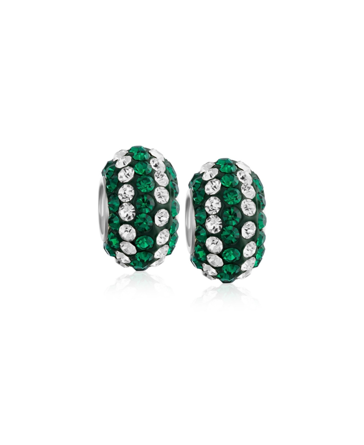 Click here for Bling Jewelry Set of 2 Green White Striped Crystal... prices